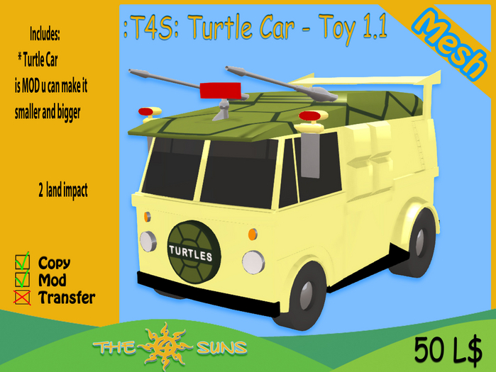 Second Life Marketplace - :T4S: Turtle Car - Toy